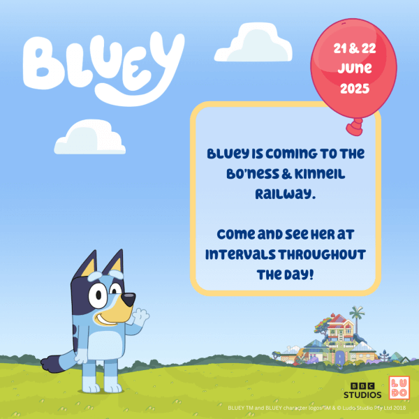 Steam Train Journey with the Opportunity to Meet Bluey! Bo'ness